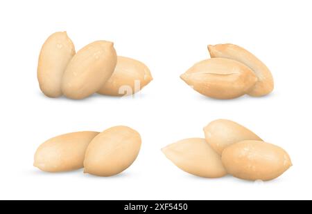 Many peanuts isolated on white, set. Healthy snack Stock Photo - Alamy