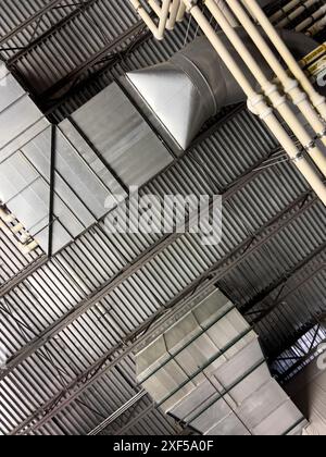 HVAC Ducts and Pipes in World Arena Building Ceiling Stock Photo - Alamy