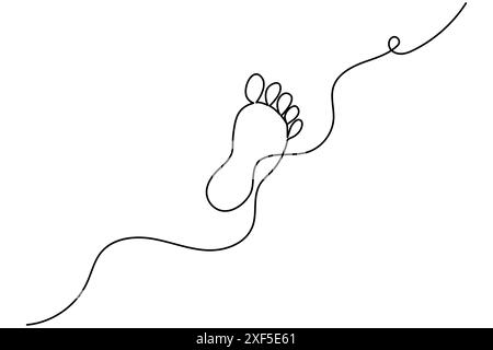 Foot sole continuous one line drawing of isolated outline vector ...