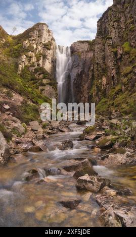 Wailing widow waterfall on NC500 route in Assynt, Scotland Stock Photo ...