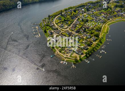 Aerial view, camping site Woffelsbach and residential area district ...