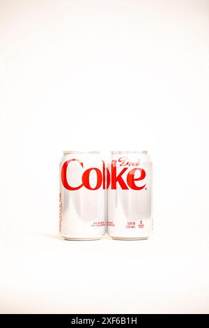 Two Diet Coke cans with wrap around labels Stock Photo - Alamy