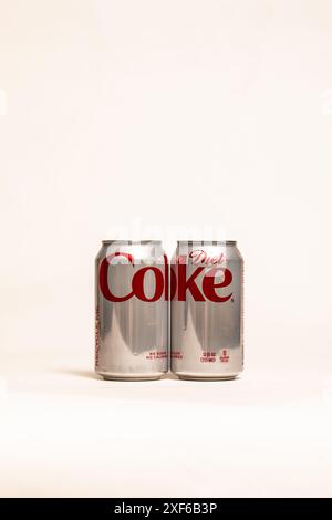 Two Diet Coke cans with wrap around labels Stock Photo - Alamy