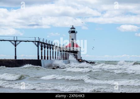 The Michigan City Breakwater Lighthouse, in the State of Indiana USA ...