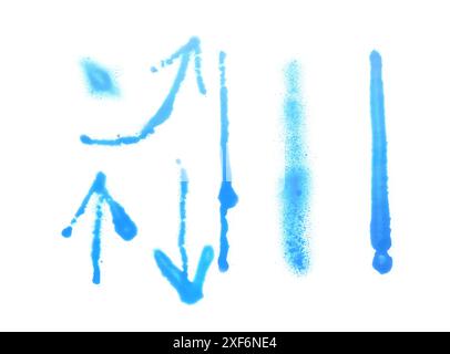 Different symbols made with light blue spray paint isolated on white ...