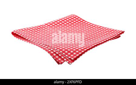 Red checkered picnic tablecloth isolated on white Stock Photo - Alamy