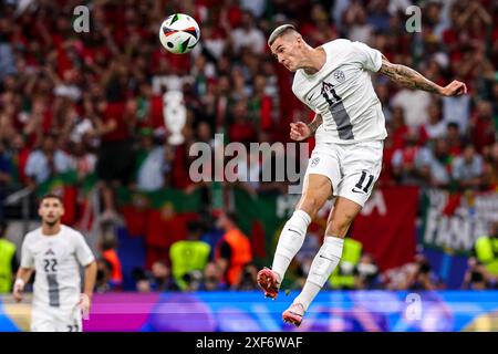 Joao Felix of Portugal heads the ball during the UEFA Nations League ...