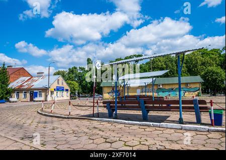 Augustow. Poland .Street scene in the morning Stock Photo - Alamy