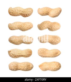 Many peanuts in pods isolated on white, set Stock Photo - Alamy