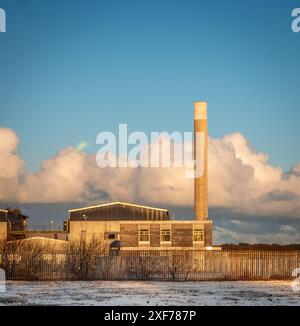 Aluminium smelter chimney, Anglesey Aluminium, Holyhead, Anglesey ...