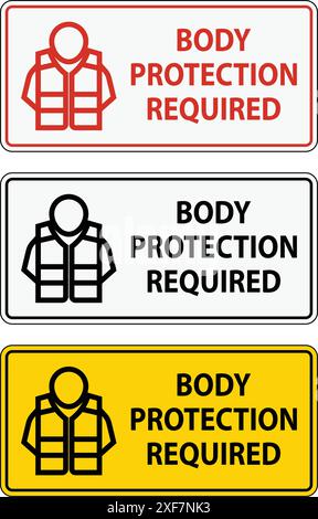 A clear safety sign indicating the mandatory use of body protection ...
