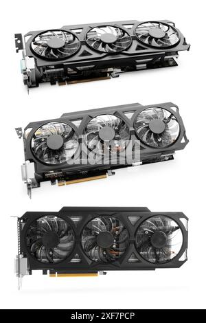 Modern graphics card isolated on white, collage Stock Photo - Alamy