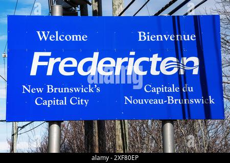 Welcome to Fredericton sign on Lincoln Road in New Brunswick, Canada ...