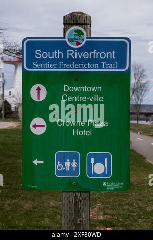 Directional sign in downtown Fredericton, New Brunswick, Canada Stock ...