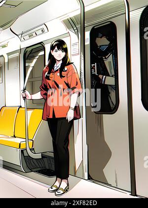 lofi girl illustration young woman looking in the distance cartoon ...