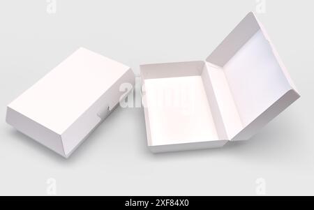 Rectangle white burger box mockup isolated on white Stock Photo - Alamy