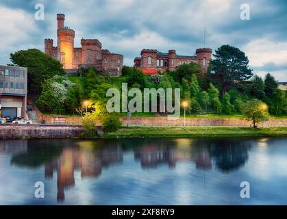 Inverness skyline at night at sunset, Scotland - UK Stock Photo - Alamy