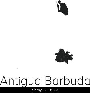 Antigua and Barbuda Map. Antiguan and Barbudan Country Map. Black and ...