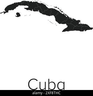 Cuba outline silhouette map illustration with provinces Stock Vector ...