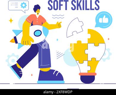 Vector Illustration of Office Workers Demonstrating Soft Skills such as ...