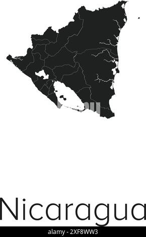Nicaragua map simple outline. Vector hand drawn simplified style map ...