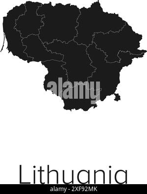 Map of Lithuania with regions. Just a simple country border map with ...