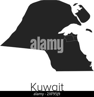 Line map of Kuwait vector stock illustration design template. Editable ...