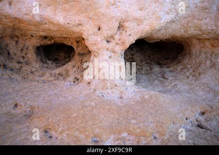 Eyes, face, Algar Seco rock formation, coloured rocks and underground ...