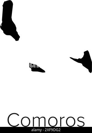 Comoros Map. Comorian Country Map. Black and White National Outline ...