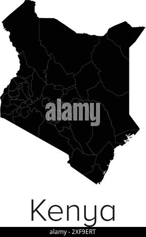 black outline of Kenya map- vector illustration Stock Vector Image ...