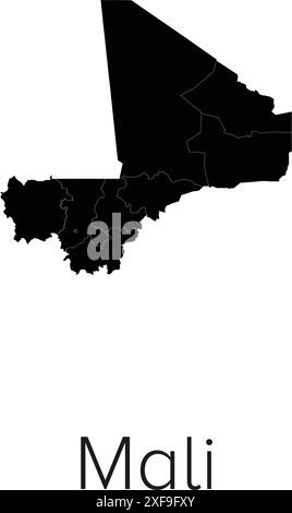 map of Mali - outline. Silhouette of map of Mali vector illustration ...
