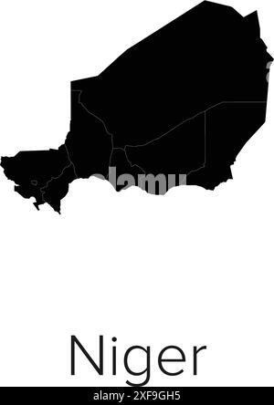 Niger Map. Nigerien Country Map. Black and White National Nation ...