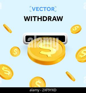 Golden slot machine with flying golden coins wins the jackpot. Big win ...