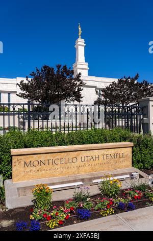 The sign at the Monticello Utah Temple of The Church of Jesus Christ of ...