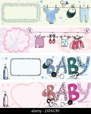 Collection of cute baby banners with animals Stock Vector Image & Art ...