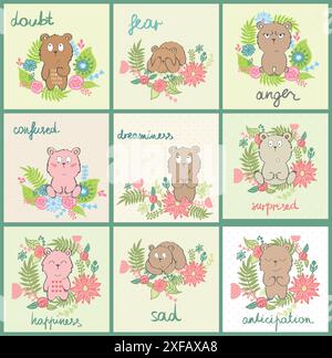 Set of cartoon bears with various emotions Stock Vector Image & Art - Alamy