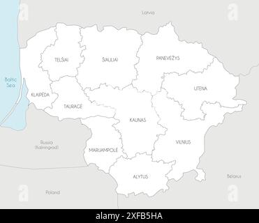 Colorful Lithuania political map with clearly labeled, separated layers ...