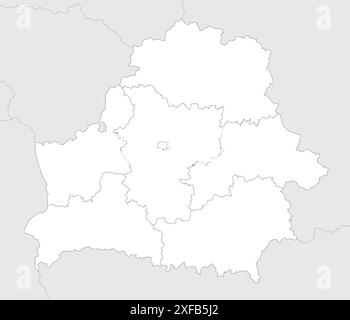 Vector map of Belarus with regions or oblasts and administrative ...