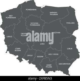 Poland political map of administrative divisions - voivodeships ...