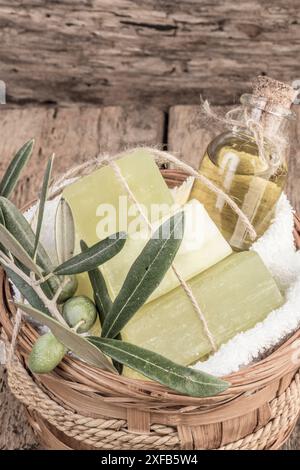 Hand made Olive Soap bar isolated on white background. Bar of soap ...
