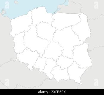 Vector blank map of Poland with provinces and administrative divisions ...