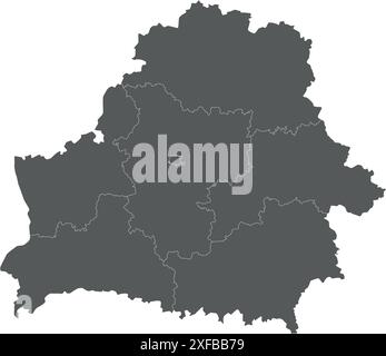 Vector map of Belarus with regions or oblasts and administrative ...