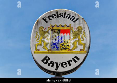 Grenztafel, Freistaat Bayern, Deutschland // Border sign, Free State of ...