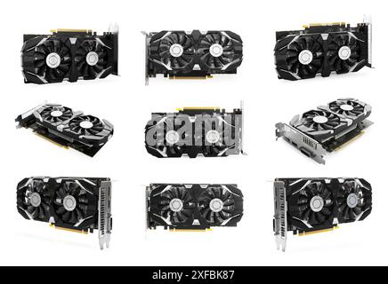 Modern graphics cards isolated on white, set Stock Photo - Alamy