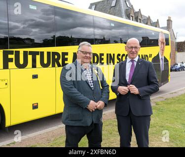 Nairn, UK. 2nd July, 2024. This is MSP John Swinney meeting up with ...