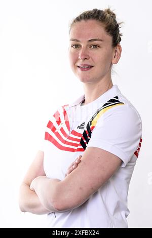 Belgium's Emma Meesseman pictured during a friendly basket game between ...
