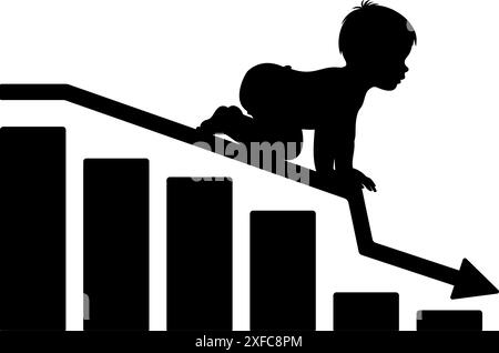 Birth rate decreasing and declining concept. Demographic decline icon ...