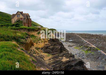 Seafield House on the cliffs at Westward Ho! on the north Devon coast ...