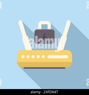 Wireless router being secured with a padlock, representing the concept ...