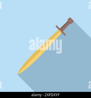 Sharp metal fantasy sword pointing up with hole in blade isometric ...